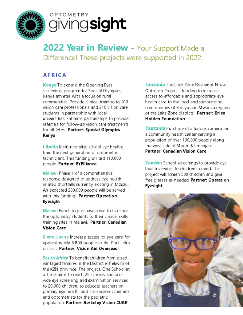 2022 Year In Review - Optometry Giving Sight