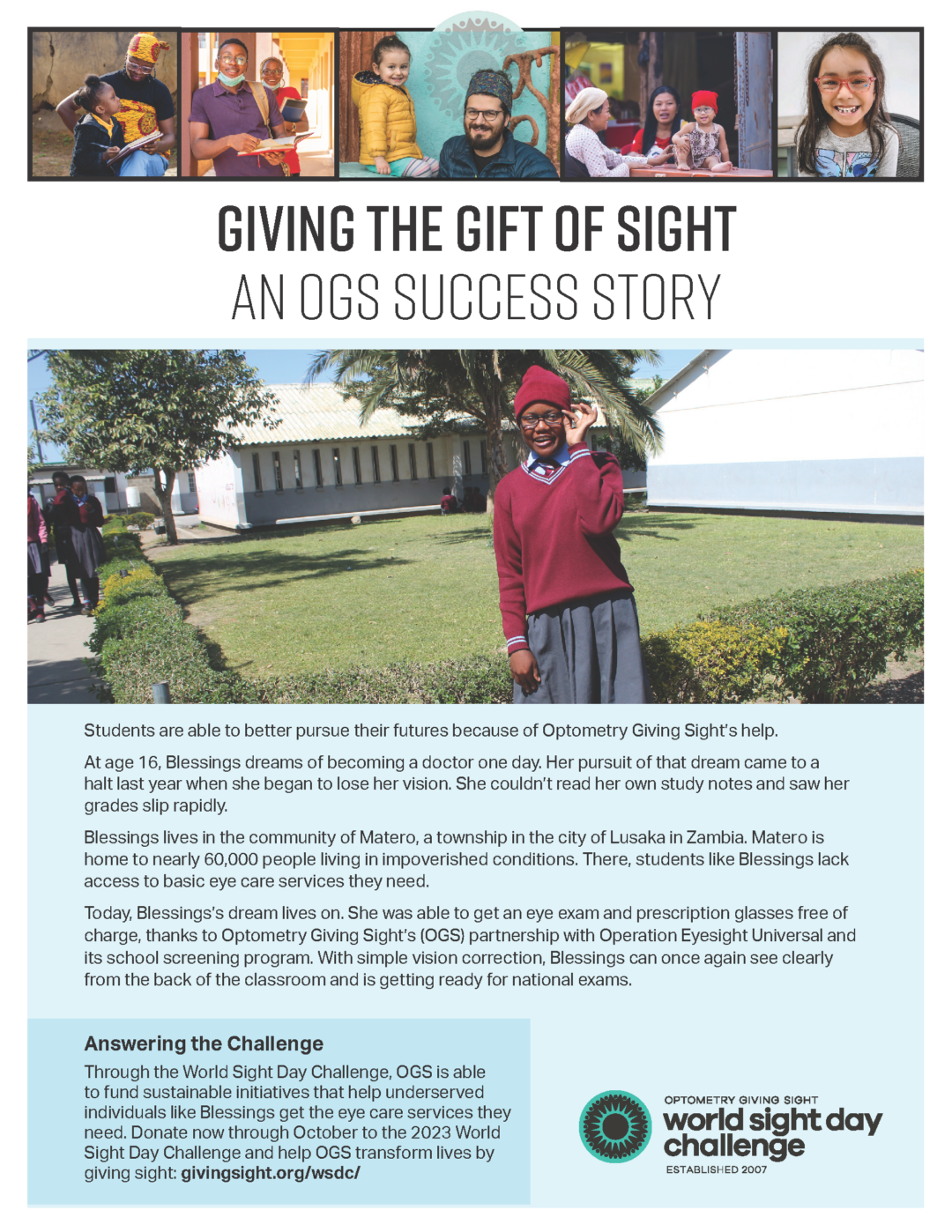 Your support helps children like 16 year old Blessings from Zambia ...