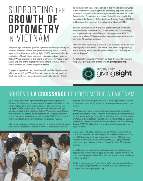 Supporting the Growth of Optometry in Vietnam - Optometry Giving Sight